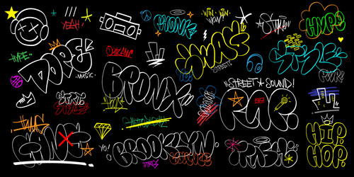 Graffiti street art lettering set rap Royalty Free Vector