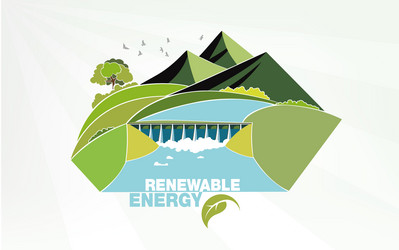 Renewable energy earth sun wind and water Vector Image