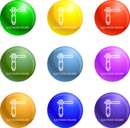 Welding electrode holder icons set Royalty Free Vector Image