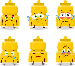 Crying yellow mustard in plastic bottle cartoon Vector Image