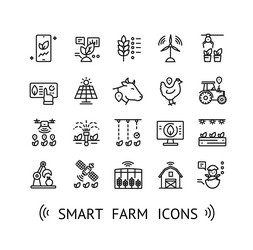 Smart farm sign thin line icon emblem concept Vector Image