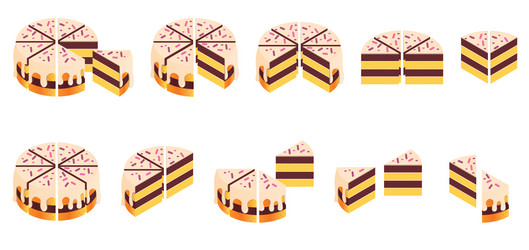 Isometric cake slices festive cut Royalty Free Vector Image