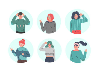 Young man and woman making positive and negative Vector Image
