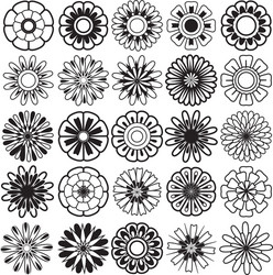 Outline flower icon set draw Royalty Free Vector Image