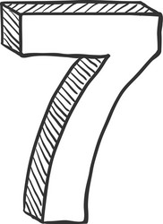 Cartoon - number seven the figure 7 Royalty Free Vector