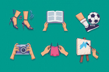 Four hobbies icons Royalty Free Vector Image - VectorStock