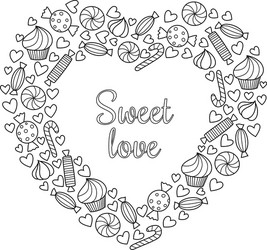 Doodle coloring book page donut pile sweets Vector Image