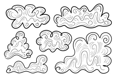 Hand drawn clouds sketchy cloud set isolated Vector Image