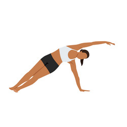 Woman doing side plank with crossed legs exercise Vector Image