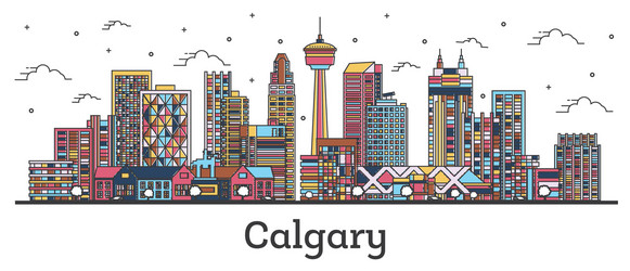 One single line drawing calgary city skyline Vector Image