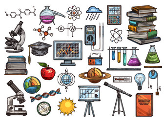 Science and research laboratory sketch Royalty Free Vector