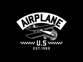 Air plane emblem biplane label badges Royalty Free Vector