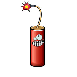Cartoon burning dynamite characters isolated Vector Image