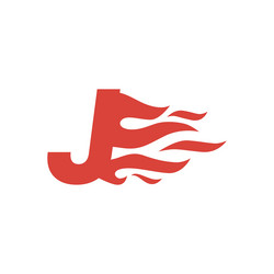 Initial j letter with fire logo design Royalty Free Vector