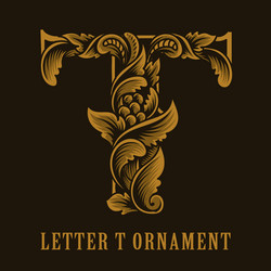 Vintage letter t floral pattern style Royalty Free Vector