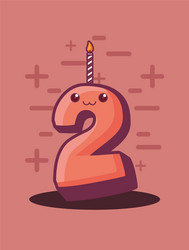 Cute number two celebration icon Royalty Free Vector Image