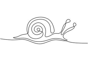 One single line drawing exotic snail Royalty Free Vector