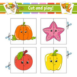 Cut and play flash cards color puzzle education Vector Image