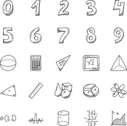 Mathematics doodle hand drawn school set Vector Image