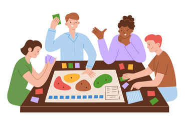 Friends playing roleplay board game at home Vector Image