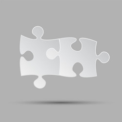 Two piece puzzle 2 step jigsaw logo Royalty Free Vector