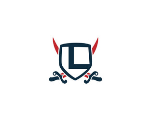 Letter s shield logo with two crossing swords pow Vector Image