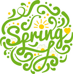 Spring word handwritten with elegant cursive Vector Image