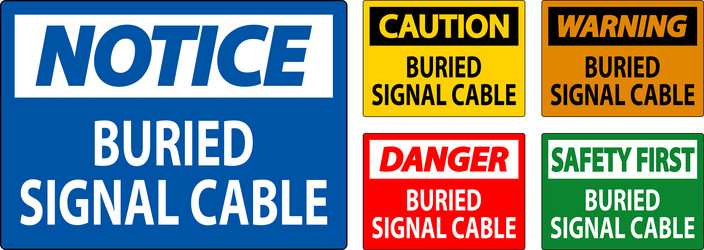 Danger sign buried signal cable sign Royalty Free Vector