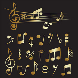 Golden music notes background Royalty Free Vector Image