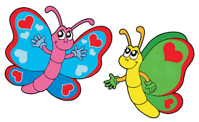 Pair of smiling butterflies Royalty Free Vector Image