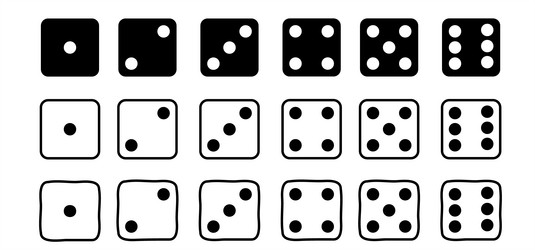 Dice and eyes game pieces with six faces Vector Image