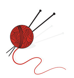 Yarn ball with needles Royalty Free Vector Image