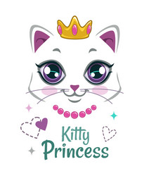 Beautiful princess cat face on white background Vector Image