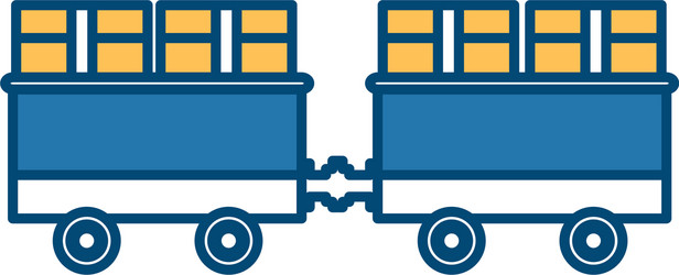 Cargo train with cardboard boxes side view Vector Image