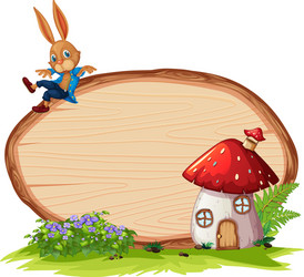 Board template with cute rabbit on white Vector Image
