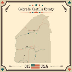 Large and detailed map of costilla county Vector Image
