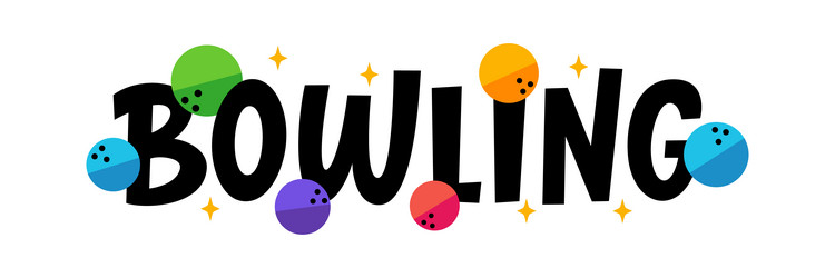 Bowling logo with balls and stars bowling game Vector Image