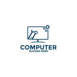 Computer logo template computer repair logo Vector Image