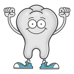Cute tooth cartoon thumb up Royalty Free Vector Image