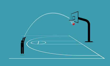 Man shooting a basketball into hoop and scoring Vector Image