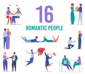 Couple in love set loving situations happy Vector Image