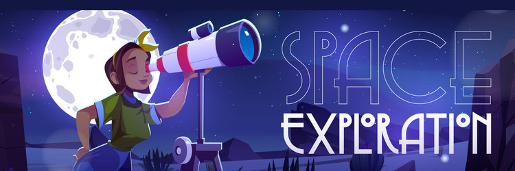 Space exploration cartoon composition Royalty Free Vector