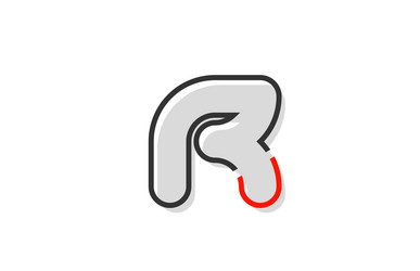 Grunge white red black alphabet letter r logo Vector Image