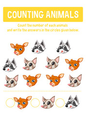 Counting activity with cute animals Royalty Free Vector