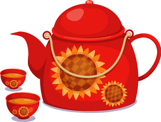 Isolated tea pot set Royalty Free Vector Image