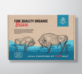 Organic bison meat food packaging label Royalty Free Vector
