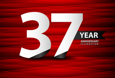 37 year anniversary celebration logo red polygon Vector Image