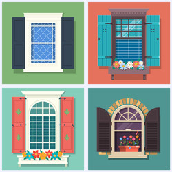 Different types house windows elements isolated Vector Image