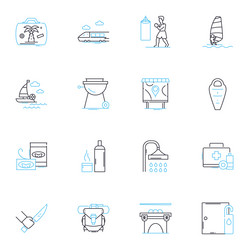 Unoccupied time linear icons set boredom Vector Image