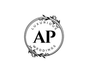 Ap initials letter wedding monogram logos Vector Image